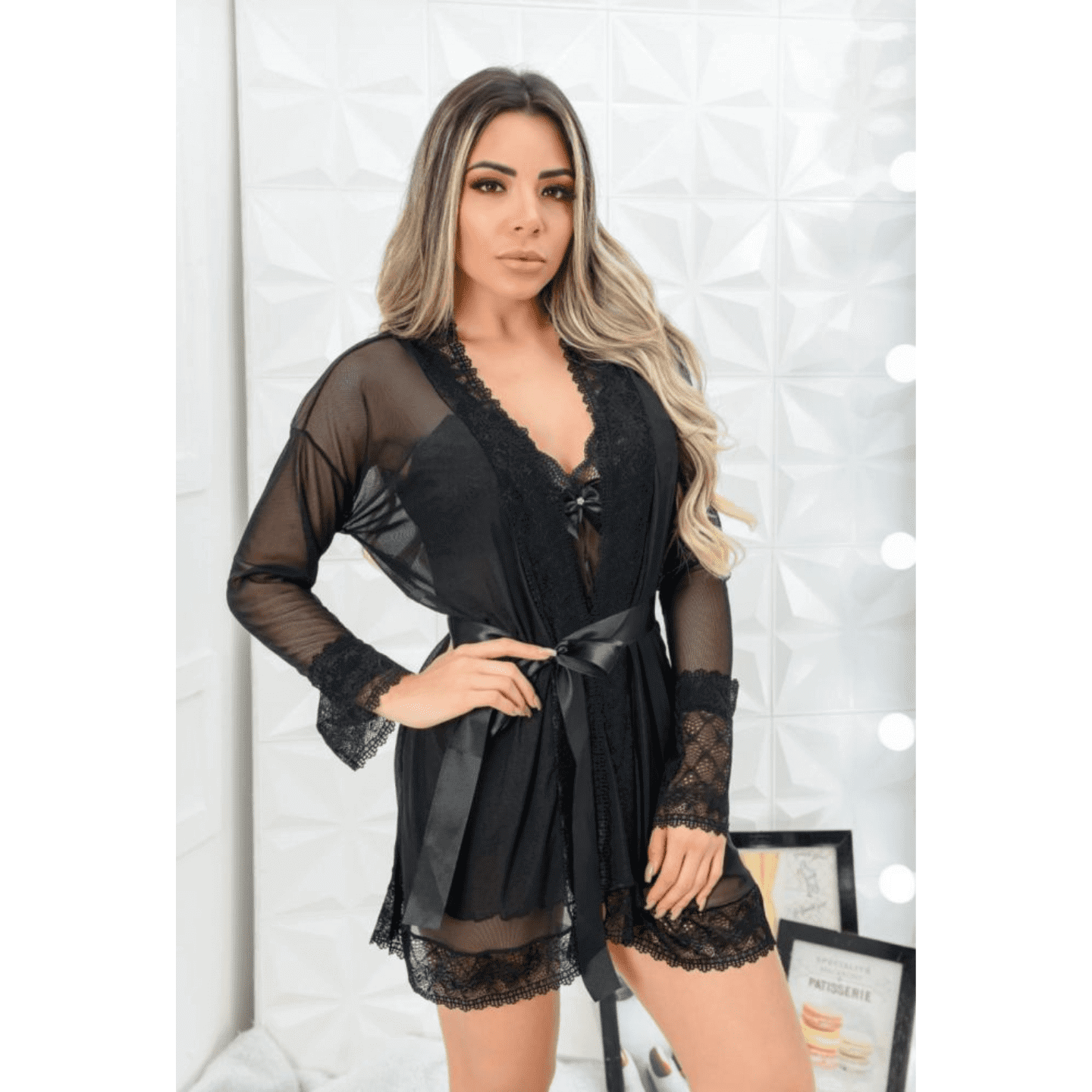 Robe Tule Manga Longa - Beth Lingerie